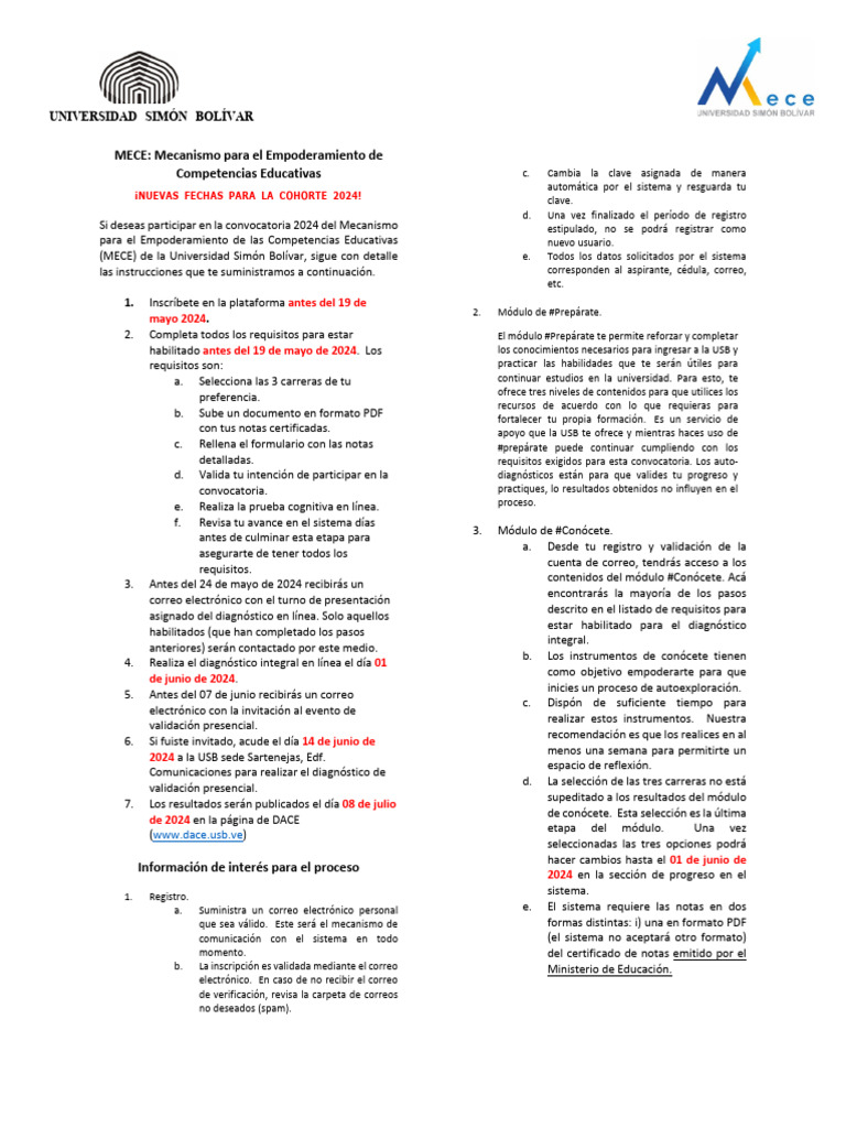 Instructivo MECE 2024 | PDF | Certificado de nacimiento