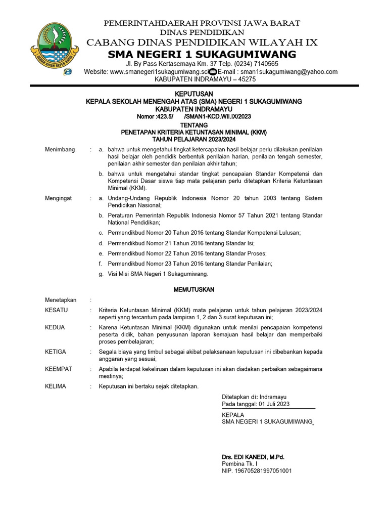 Surat SK KKM 2023 | PDF