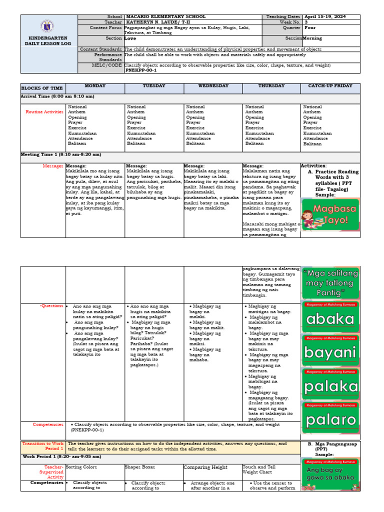 Kinder DLL q4 Week 3 | PDF | Teachers | Shape