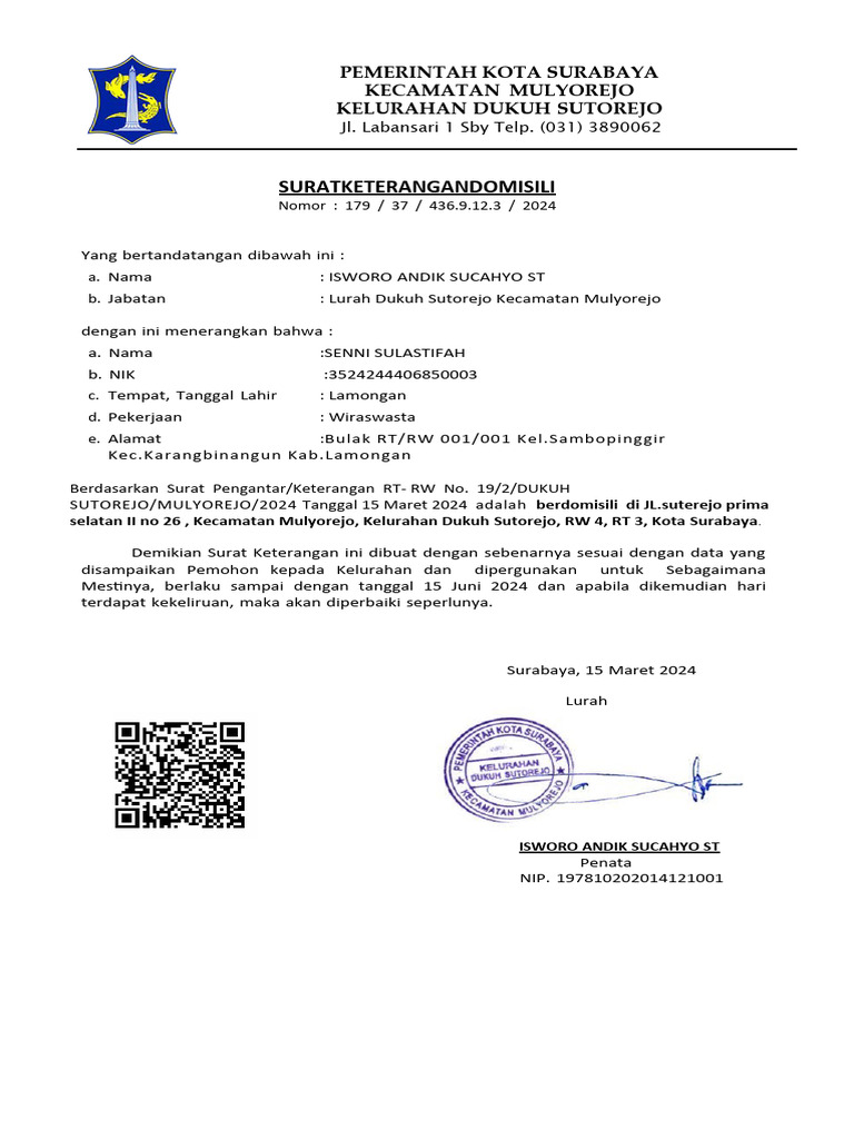 Surat Keterangan Domisili 2024 | PDF