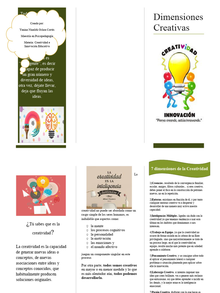 Dimensiones Creativas Triptico | Descargar gratis PDF | Creatividad ...