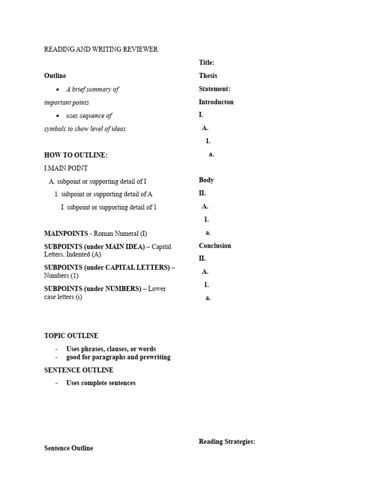 Reading and Writing Reviewer | PDF | Idea | Cognition