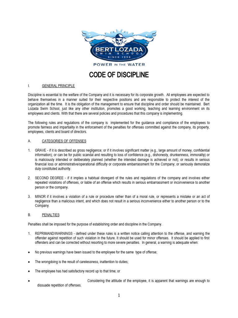 BLSS Code of Discipline - 2015 1 | PDF | Performance Appraisal ...