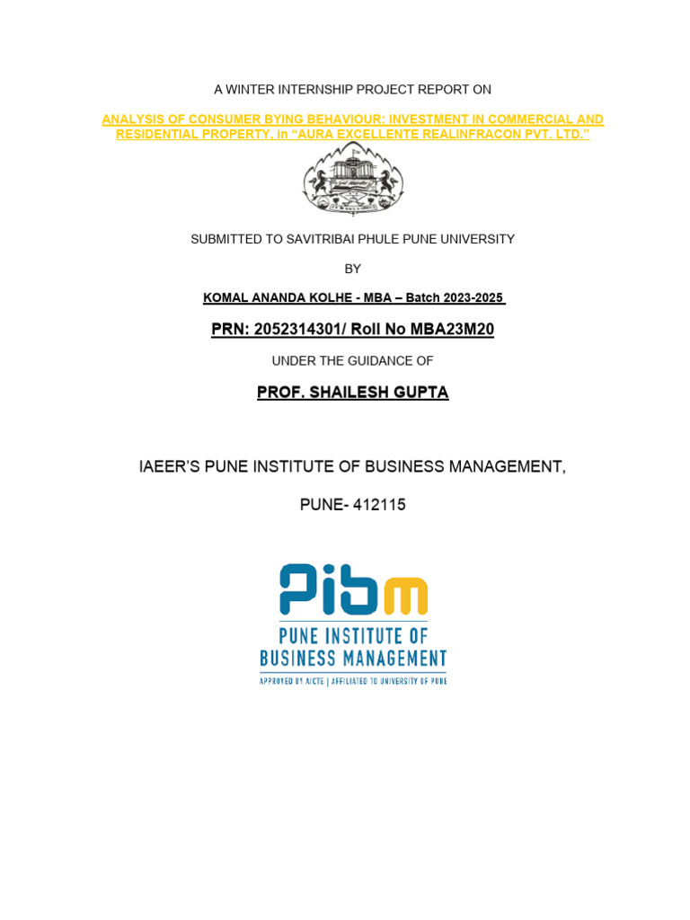 Final Report Wip Komal Kolhe | PDF | Marketing | Consumer Behaviour