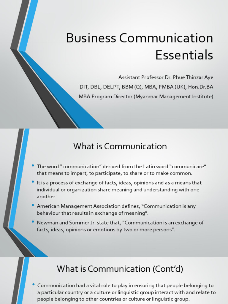Part 1 - Business Communication Essentials - Professional Diploma in ...