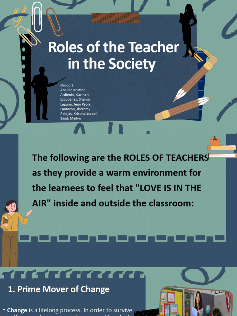 Roles of The Teacher in The Society (Group 1) | PDF | Motivational ...