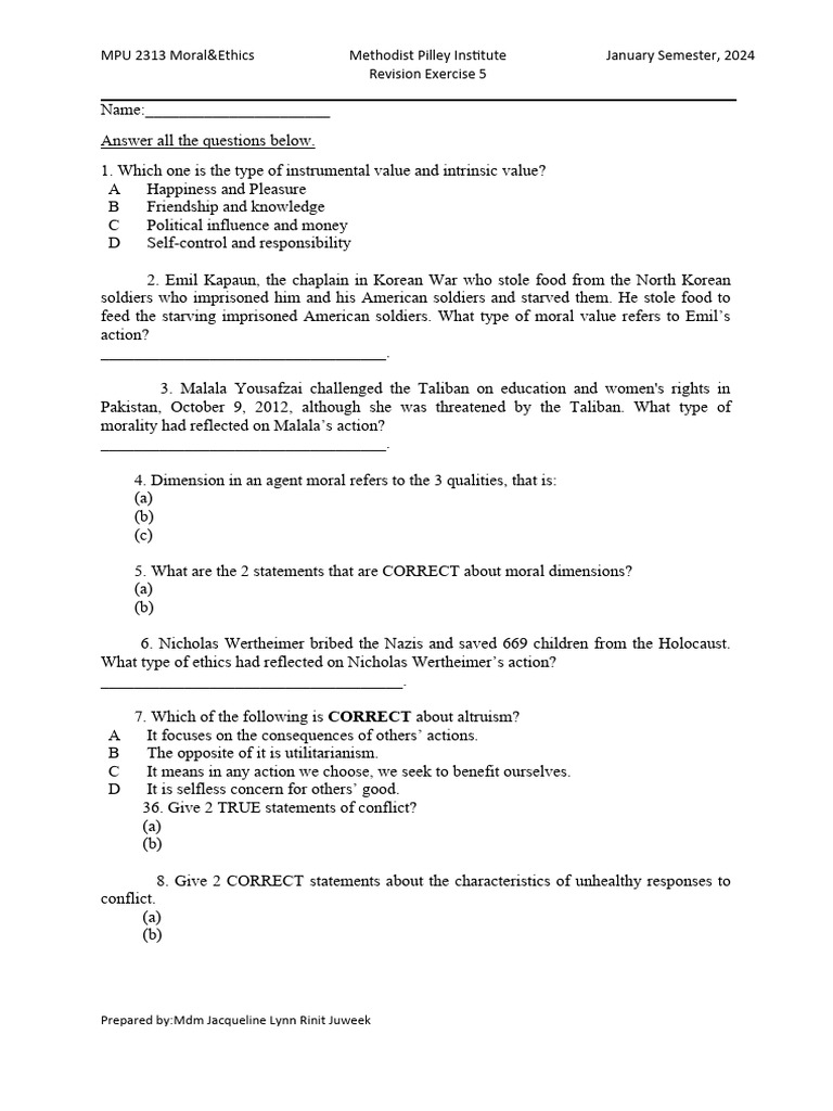 Revision Exercise 5 Pdf Social Psychology Behavioural Sciences