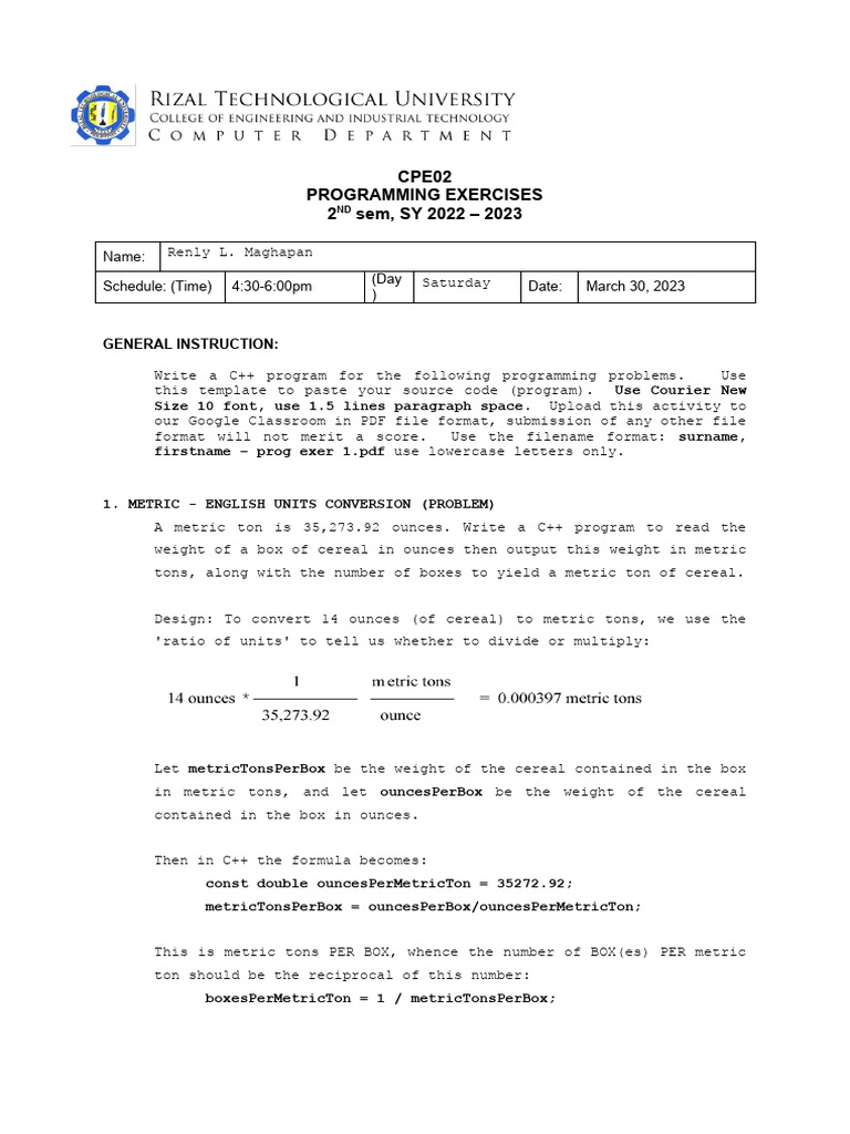 Programming 1s 22 23 Takehome Exercises Pdf