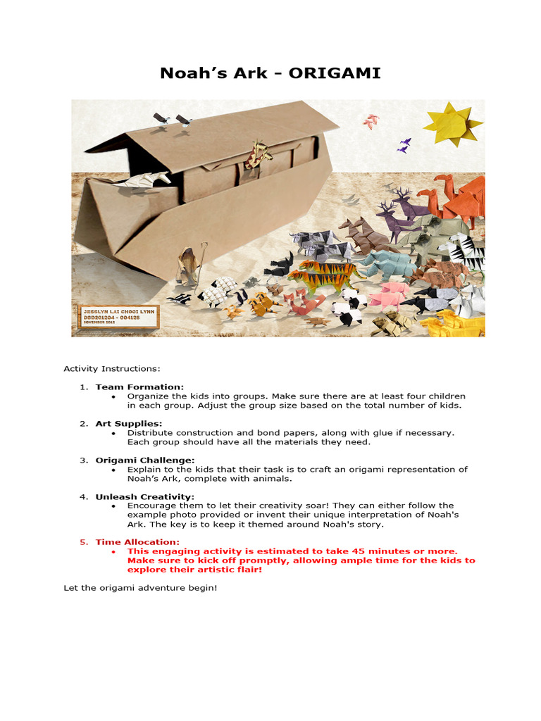Popsicle Stick Noah's Ark Craft Guide | PDF | Origami