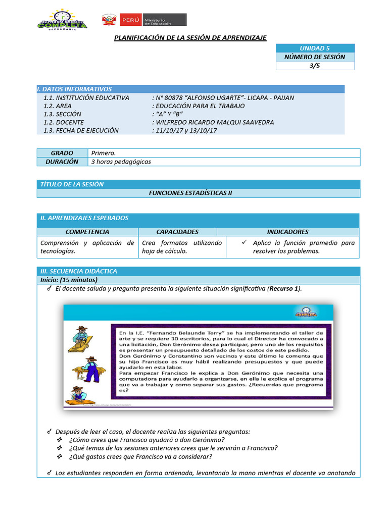 Funciones Estadísticas en Educación 1ro | PDF | Cognición ...