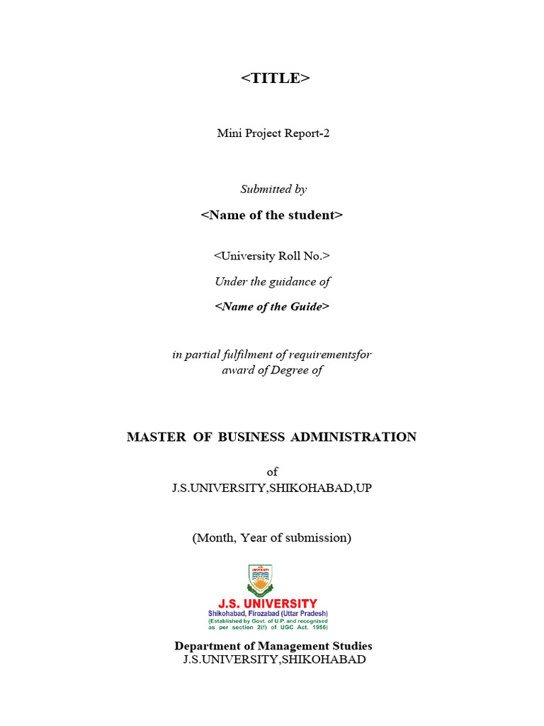 MBA Mini Project Report Format Final To Send | PDF | Swot Analysis ...