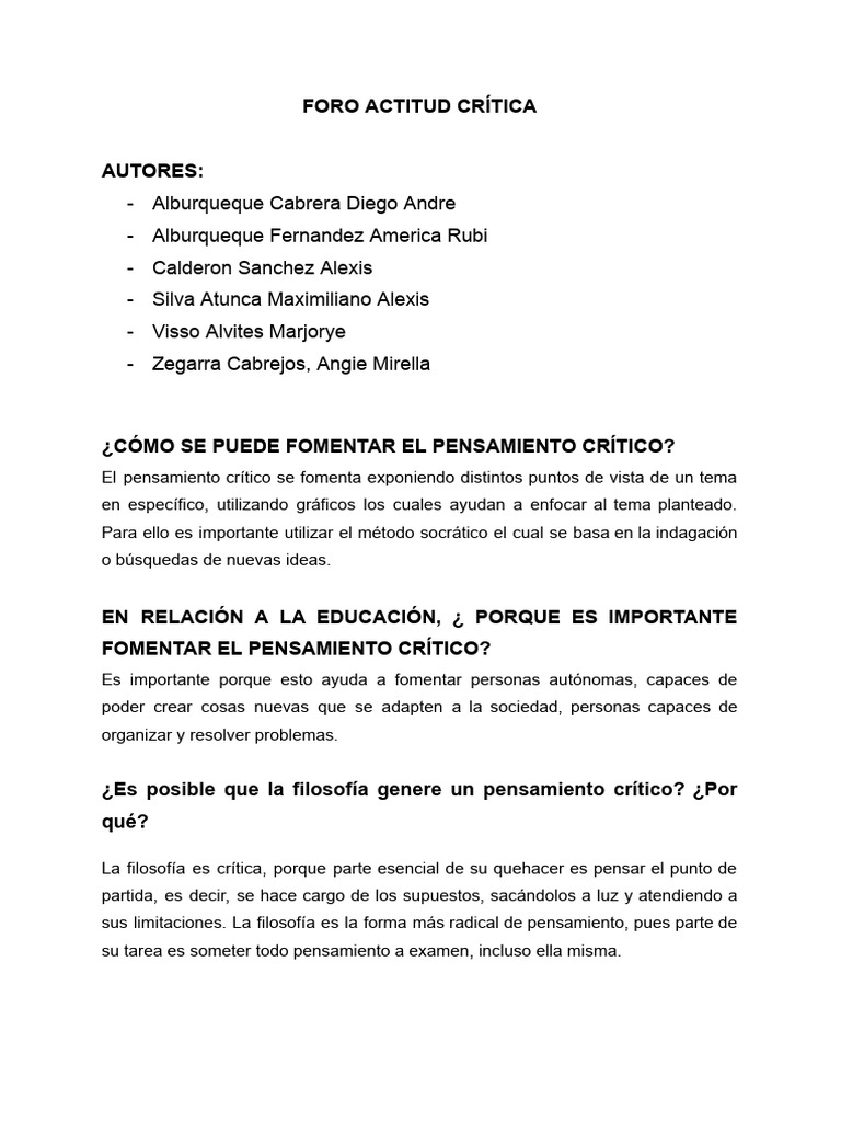 Filosofía y Pensamiento Crítico | PDF | Pensamiento | Pensamiento crítico