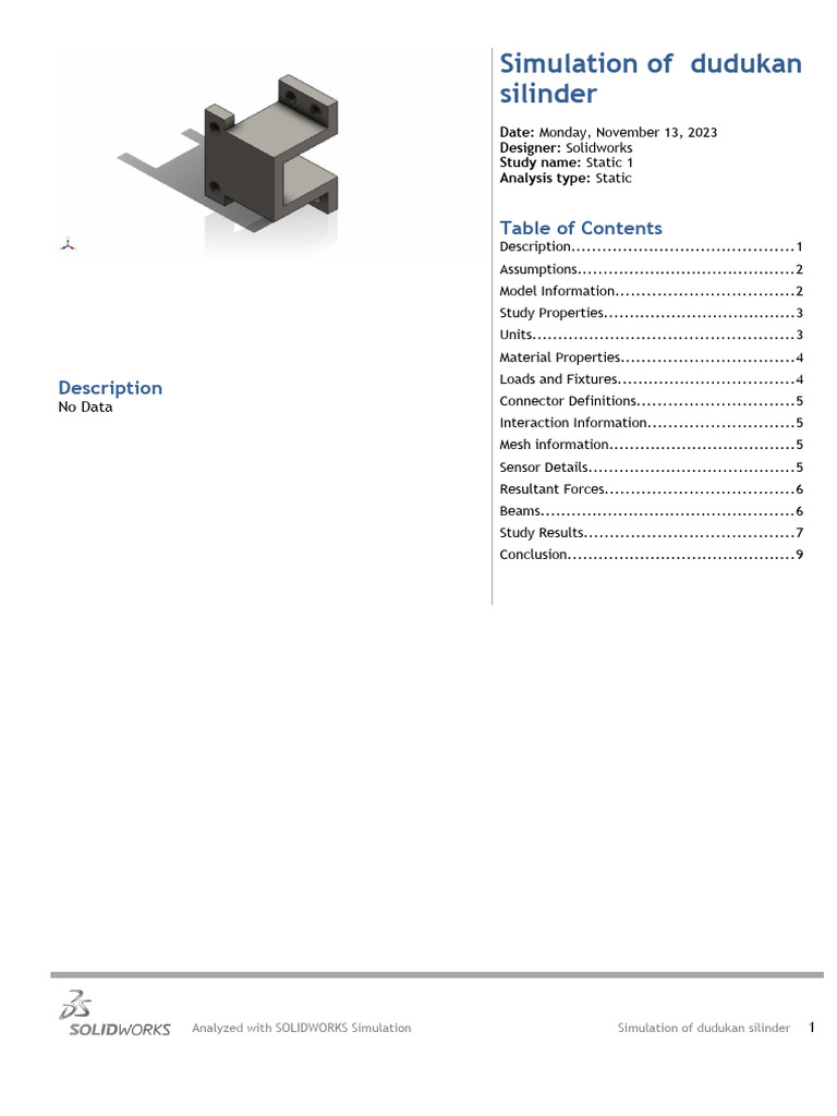 Dudukan Silinder-Static 1-2 40 Bar | PDF | Strength Of Materials ...