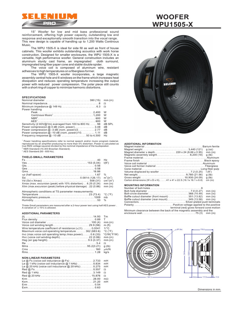 Selenium Wpu1505 X | PDF | Sound | Audio Engineering