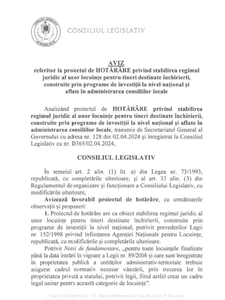 Aviz Consiliu Legislativ - 343 - 2024 | PDF