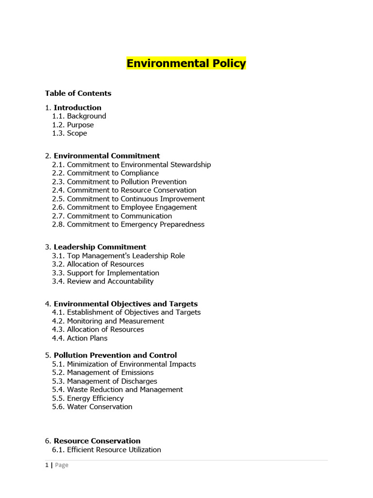 Environmental Policy | PDF | Efficient Energy Use | Audit
