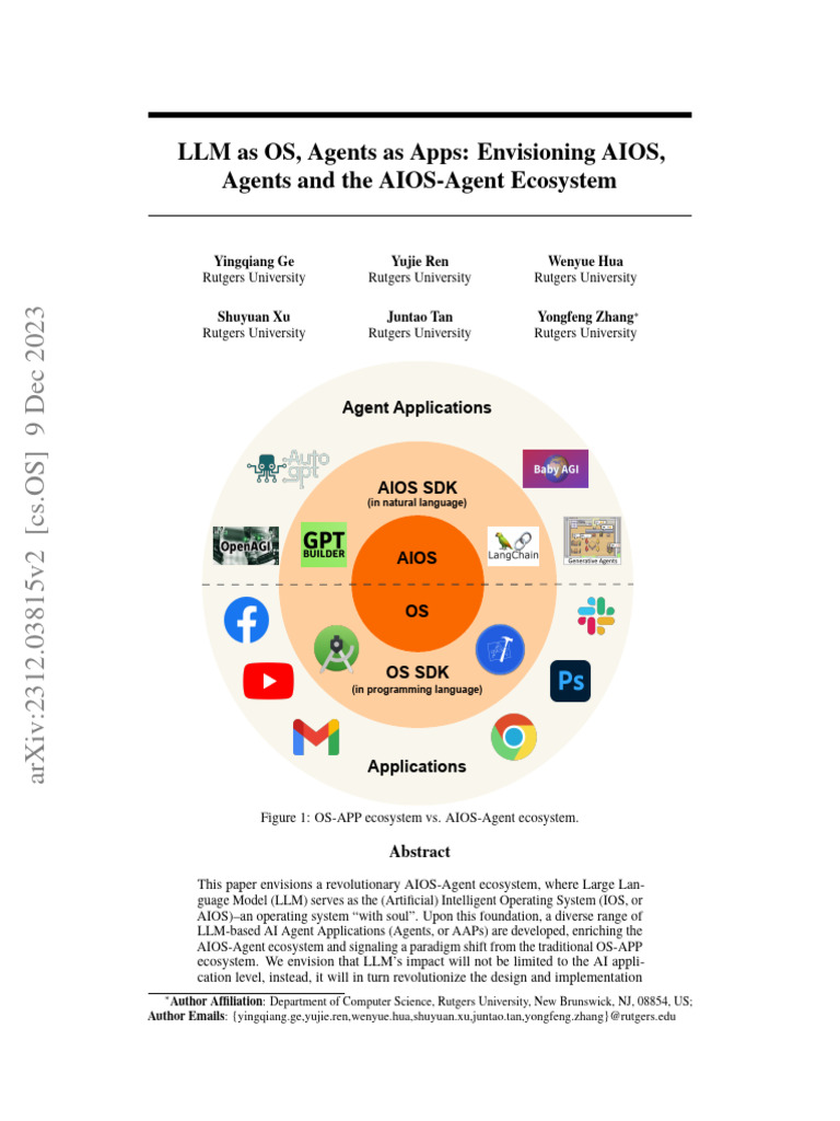 AIOS-Agent Ecosystem: LLM as OS | PDF | Operating System | Graphical ...