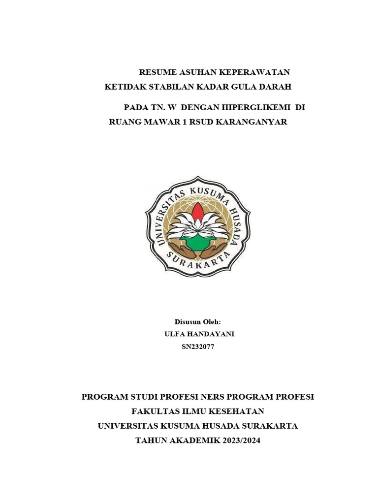 Resume KD Ketidakstabilan Glukosa Darah Ulfa Fixx | PDF