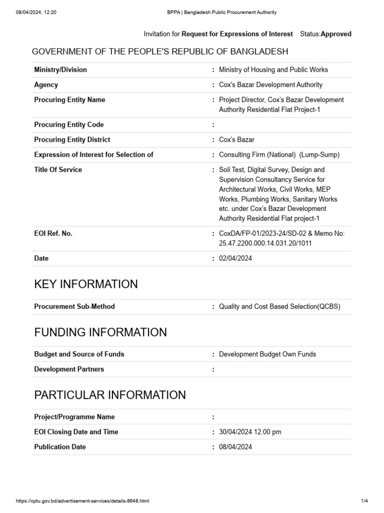 BPPA - Bangladesh Public Procurement Authority | PDF | Water Supply ...