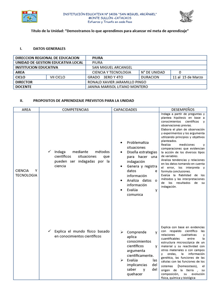 UNIDAD DE APRENDIZAJE 2024 JANINA. (Recuperado Automáticamente) | Descargar gratis PDF ...