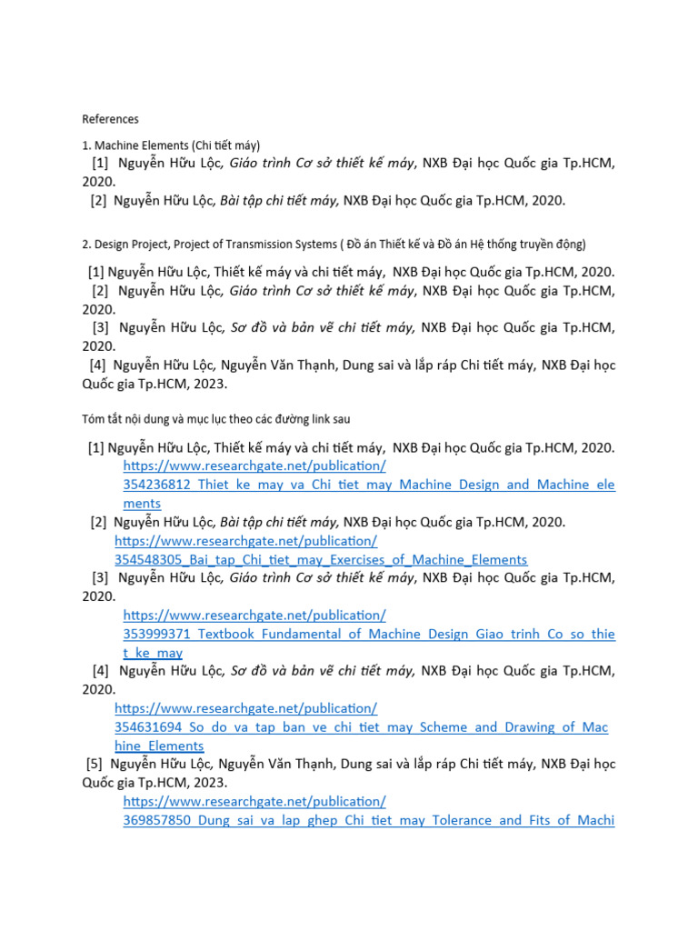 References Chi Tiet May Va Do An | PDF