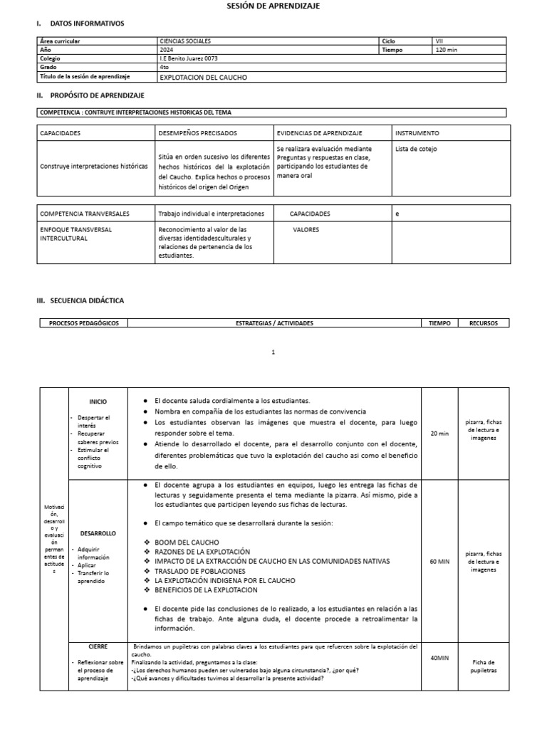 Formato Sesion de Aprendizaje Secundaria | PDF | Aprendizaje | Evaluación Formato Sesion de Aprendizaje Secundaria | PDF | Aprendizaje | Evaluación
