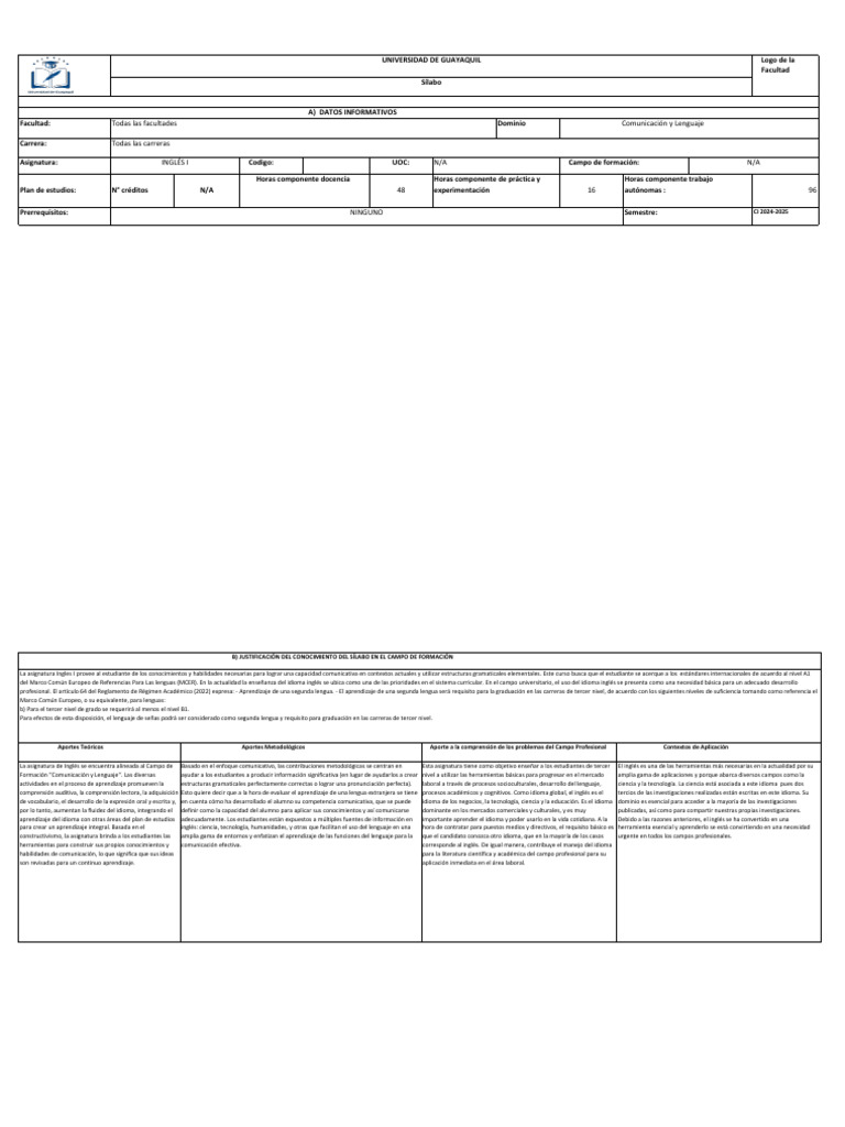 Module 1 Syllabus CI 2024-2025-signed-signed-signed | PDF | Aquisición ...
