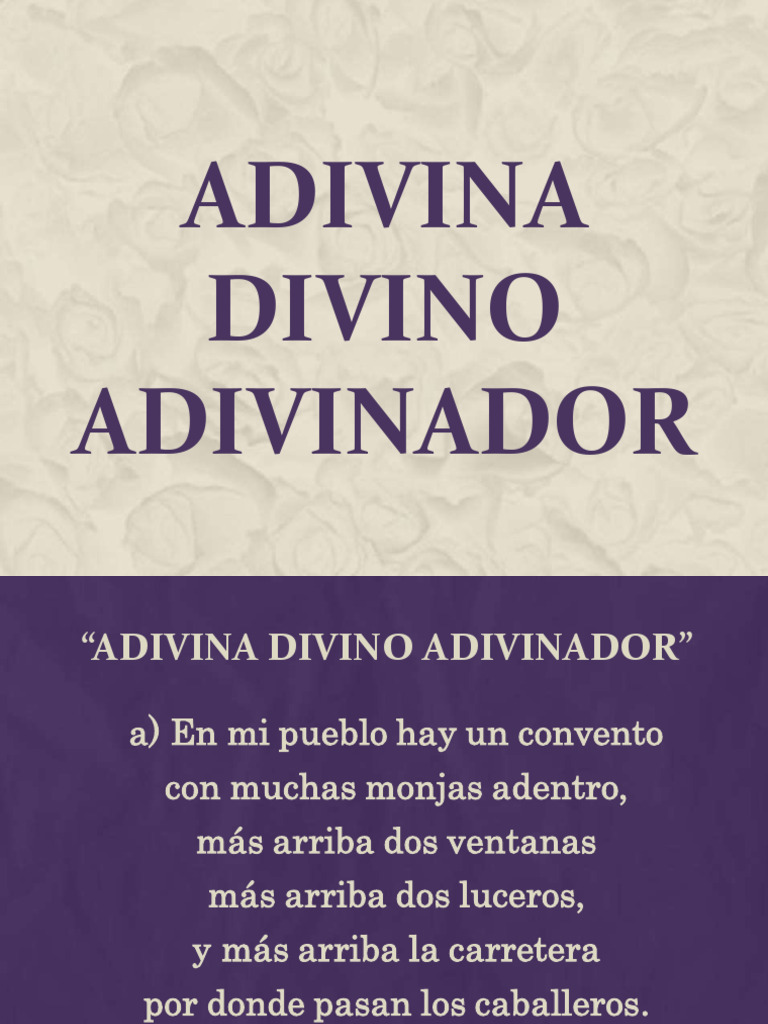 Adivina Divino Adivinador Con Respuesta | PDF