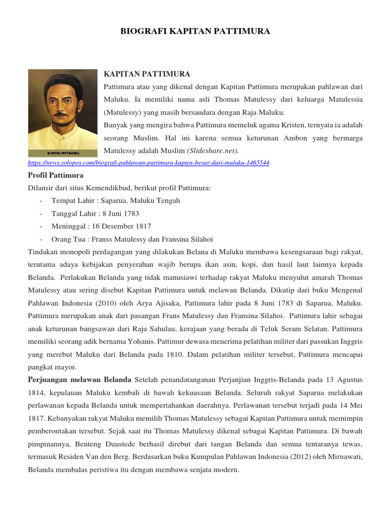 Biografi Kapitan Pattimura | PDF