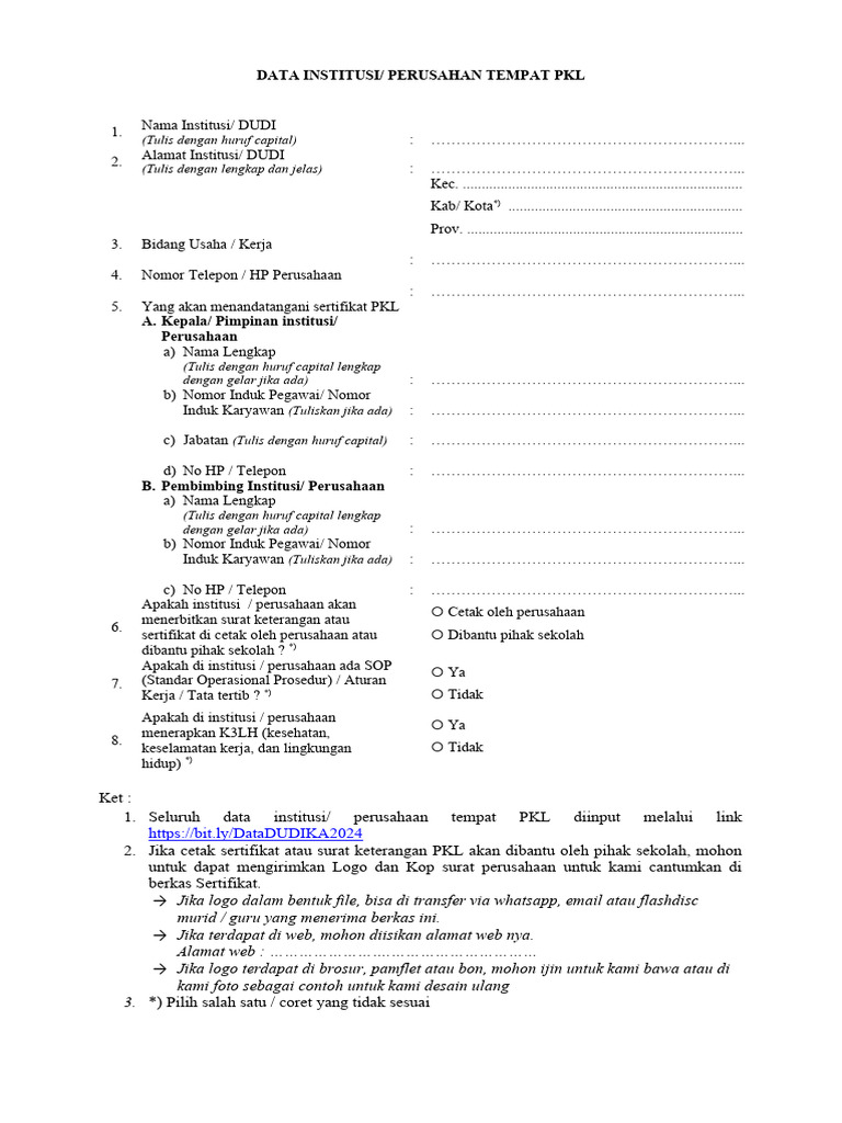 Form Identitas Dudi 24-25 DPIB | PDF