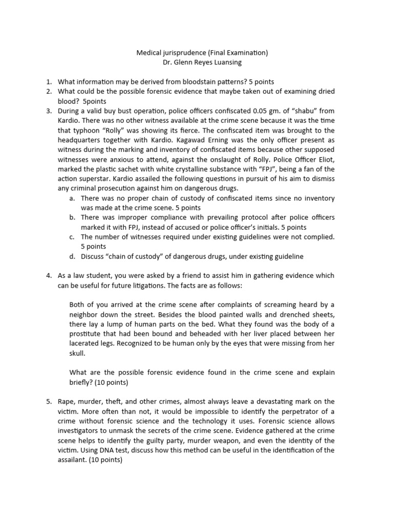 Forensics Finals | PDF | Forensic Science | Crime Scene