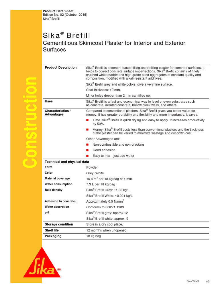 Sika® Brefill | PDF | Concrete | Plaster