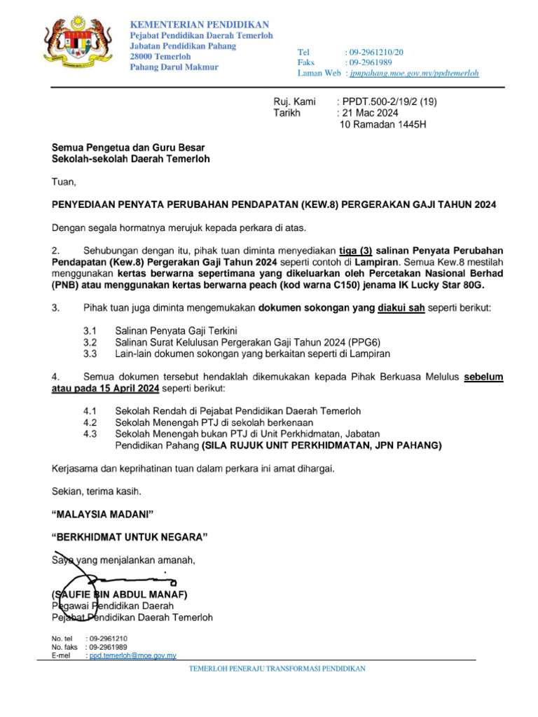 Contoh Kew.8 KGT 2024 | PDF