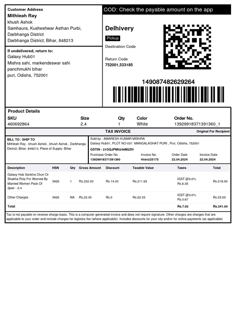Sub Order Labels | PDF | Invoice | Taxes