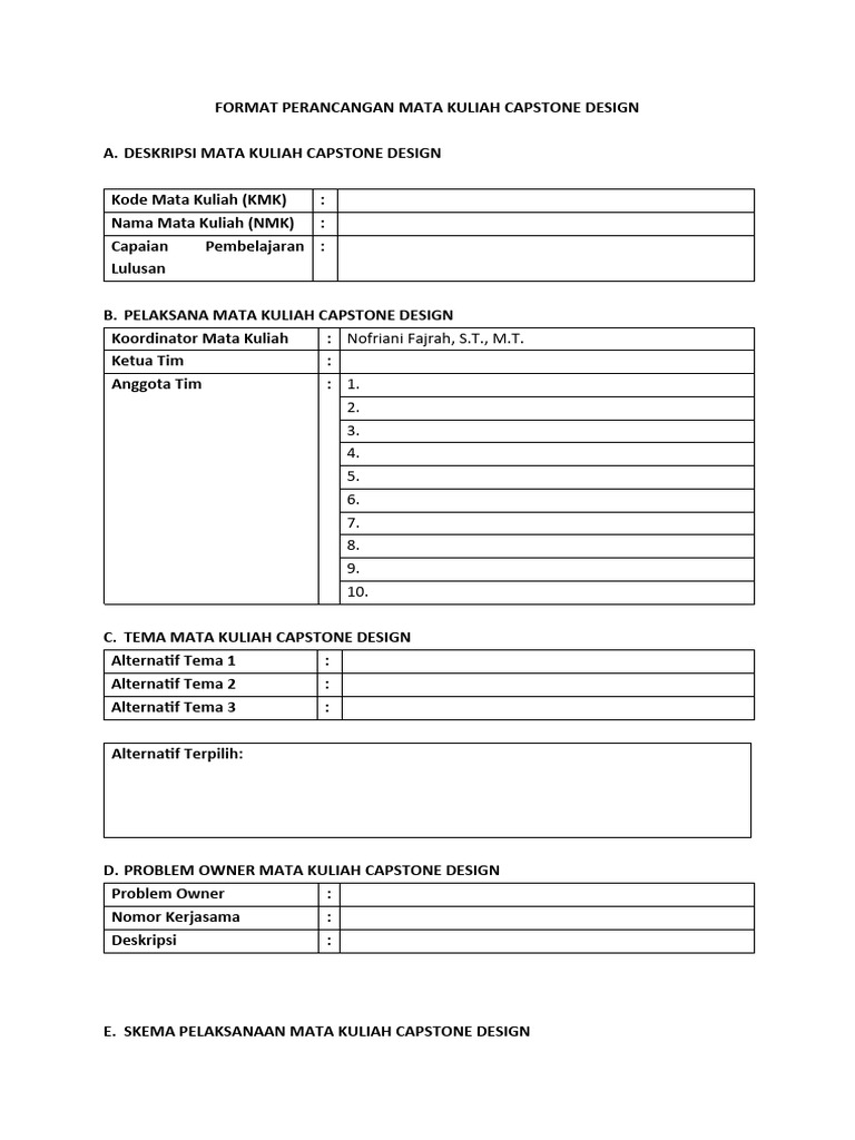 Format Perancangan Mata Kuliah Capstone Design | PDF