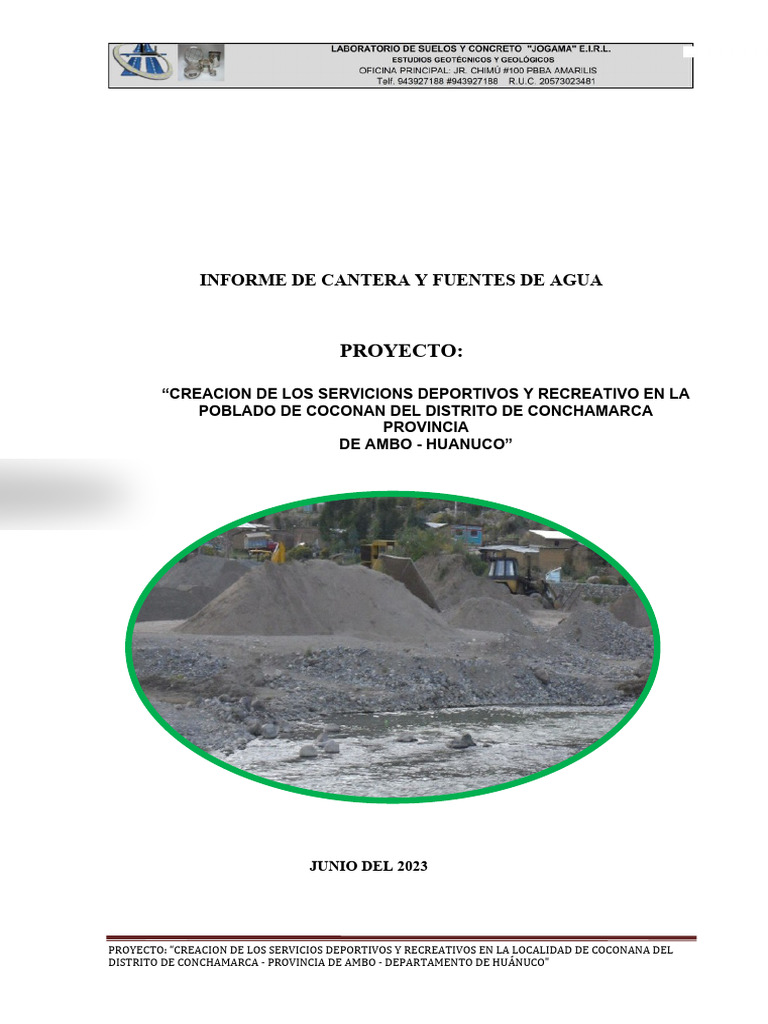 Informe - de - Cantera - Coconan | PDF | Hormigón | Sal (química)