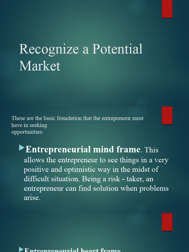 Recognize A Potential Market | PDF | Entrepreneurship | Procurement