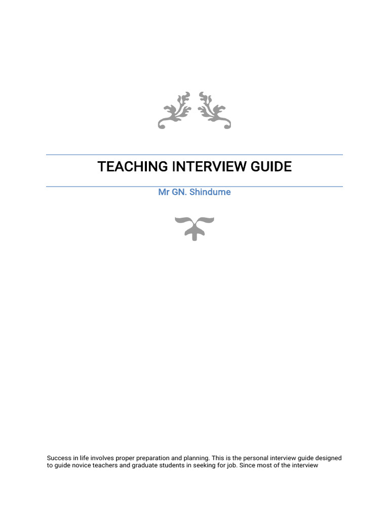 Teacher Interview Preparation Guide | PDF | Educational Assessment ...