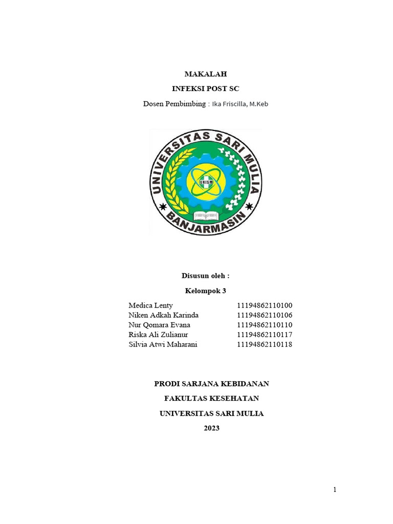Infeksi Luka Pasca Sectio Caesarea | PDF