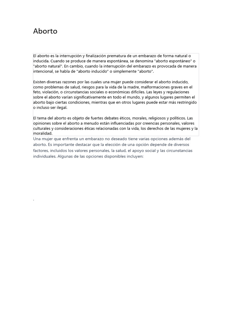 Aborto: Tipos, Razones y Debates | PDF
