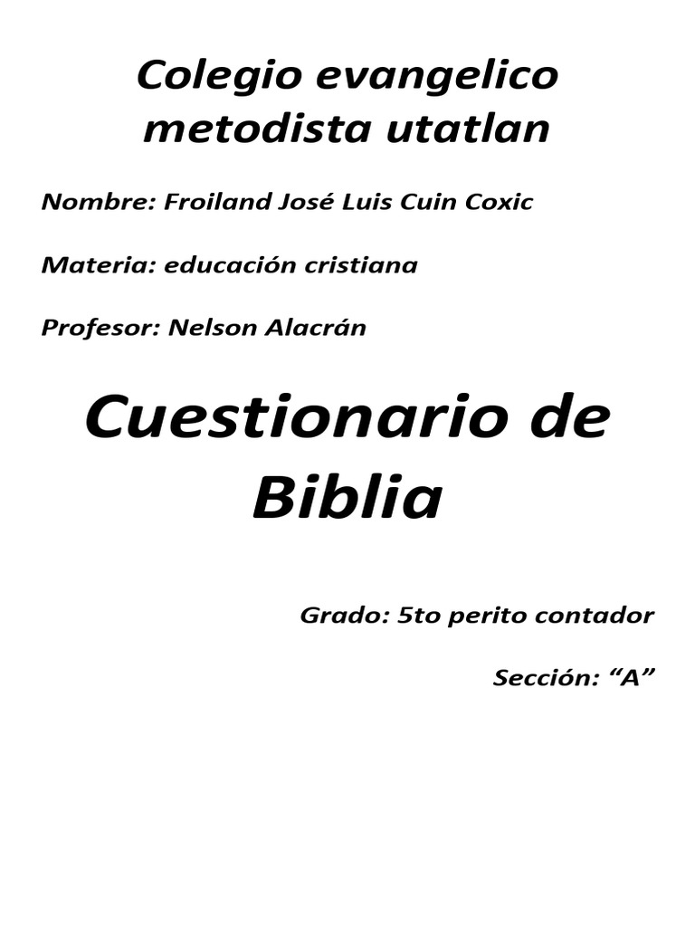 cuestionario Biblia Jose Luis | PDF | Biblia | Viejo Testamento