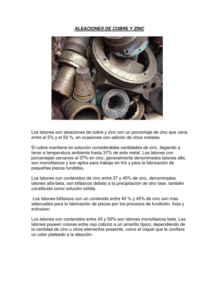 Aleaciones de Cobre y Zinc | Latón | Cobre