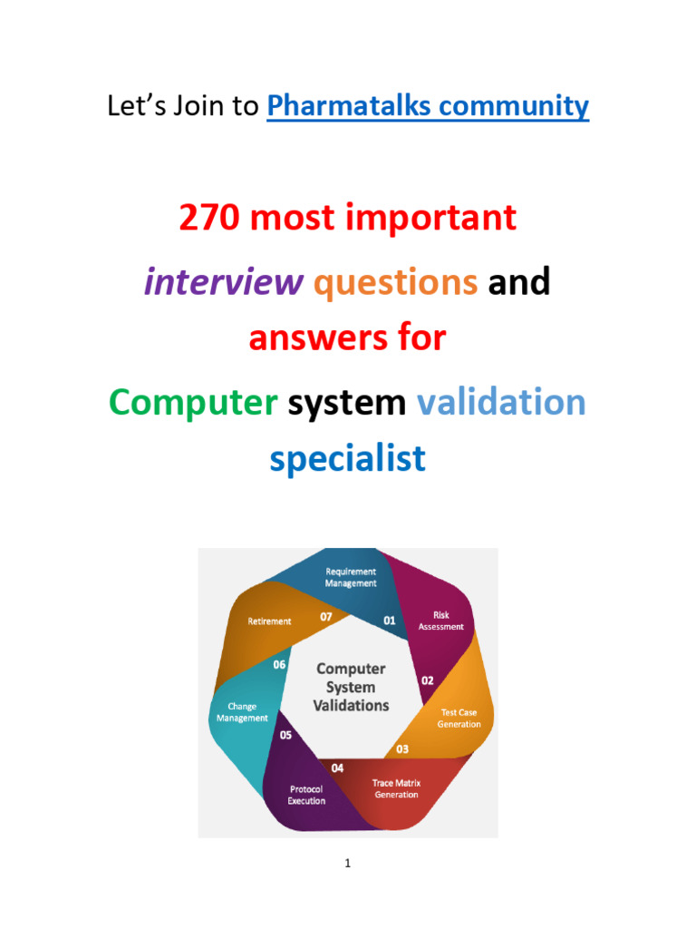 270 Interview Computer System Validation Specialist | PDF | Verification And Validation ...