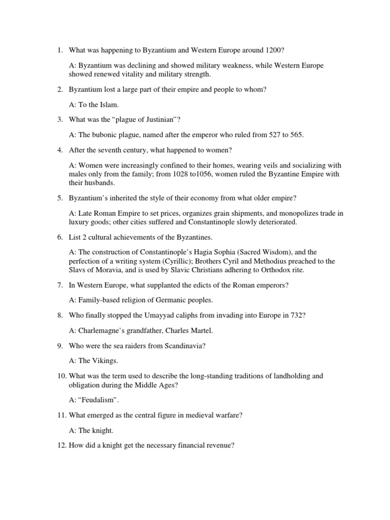 What Was Happening To Byzantium and Western Europe Around 1200 | PDF ...