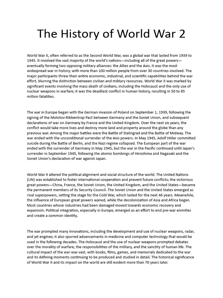 The History of World War 2 | Download Free PDF | World War II | Global ...