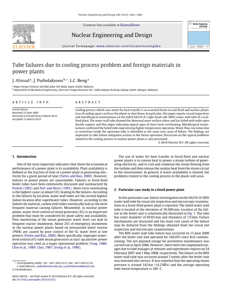 Tube Failures Due To Cooling Process Problem and Foreign Materials in ...