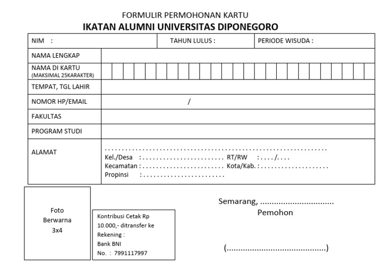 Form Kartu IKA-Undip-new | PDF