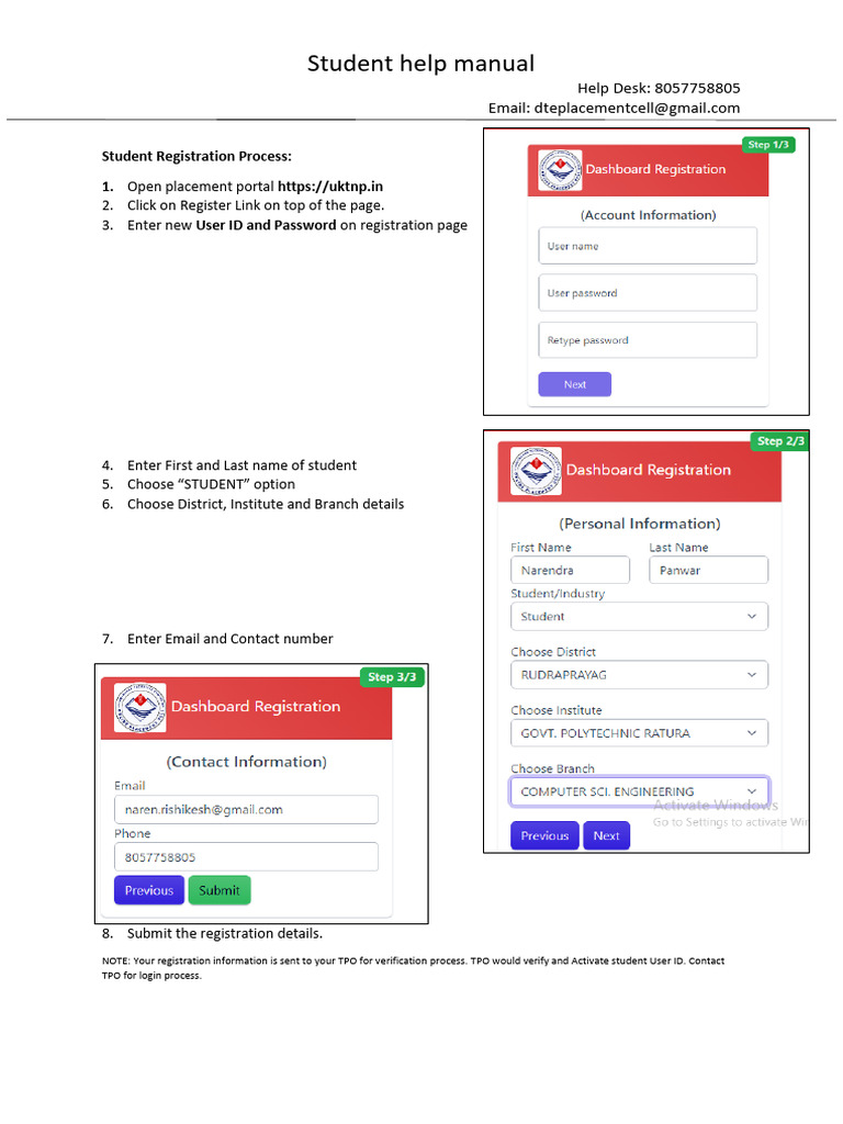 Student Help Manual | PDF | Password | Login