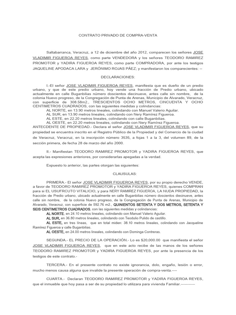 Contrato de de Compra-Venta | PDF