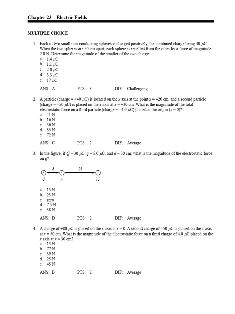 PSE 9e CH 23 | PDF | Electric Charge | Electric Field